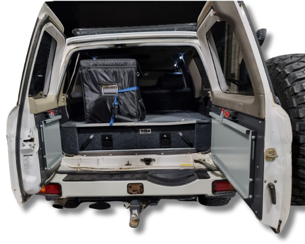 2x Rear Barn Door Fold Down Tables for GU Nissan Patrol Wagon (1997 ...
