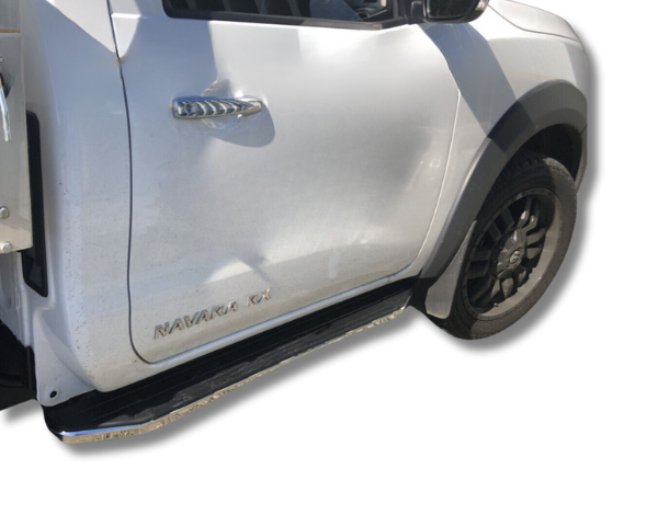 Aluminium Side Steps for D23 Nissan Navara Single Cab Chassis - Black ...