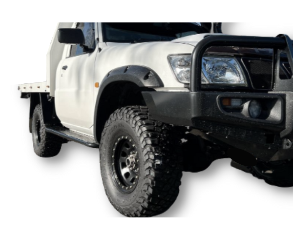Flares for GU Nissan Patrol Ute - Matte Black - Heavy Duty Style - Set ...