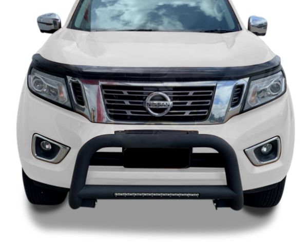 Nudge Bar for NP300 Nissan Navara with Light Bar - Matte Black Steel ...