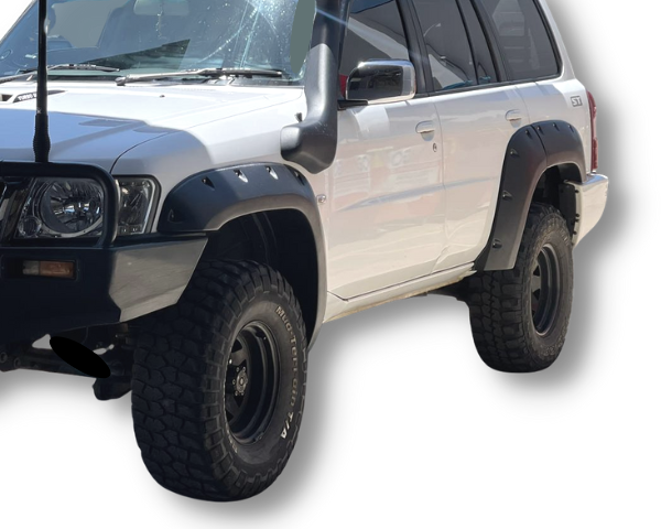 Flares for GU4+ Nissan Patrol Wagon - Matte Black - Heavy Duty Style ...